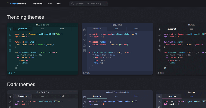 "VSCodeThemes" VS Code 의 다양한 테마를 설정하자 - RWDB